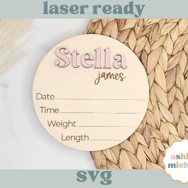 Birth Stats Svg - Etsy