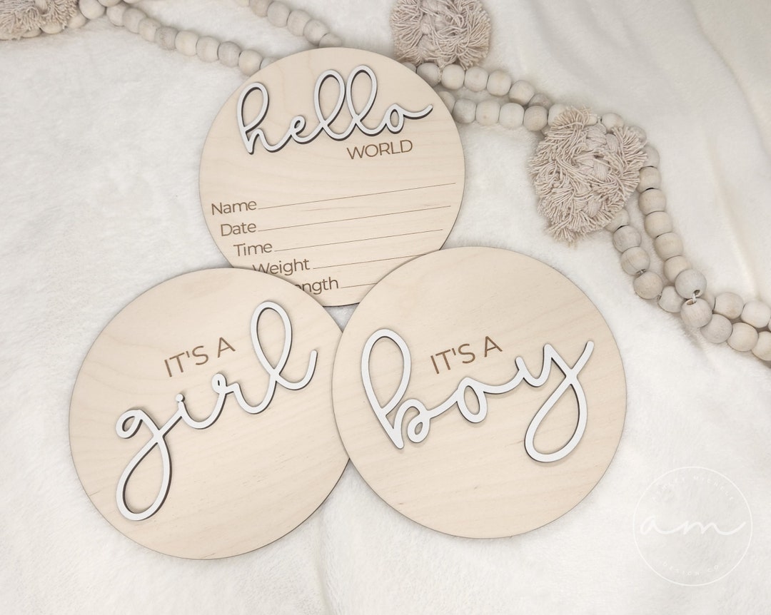 Hello World Baby Surprise Sign Birth Announcement Sign Hospital Name ...