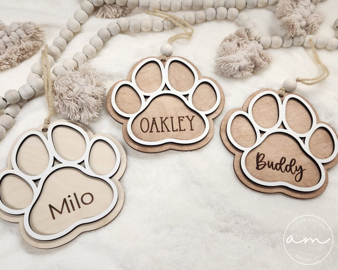Personalized Paw Print Ornament 3D Pet Christmas Ornament Paw Ornament ...