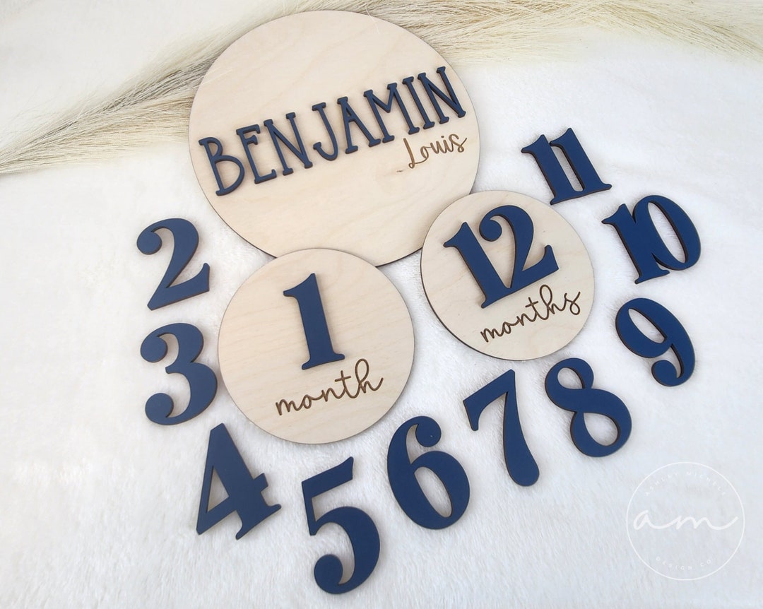 Baby Monthly Milestone Markers Set Wooden Announcement Gift Milestone ...
