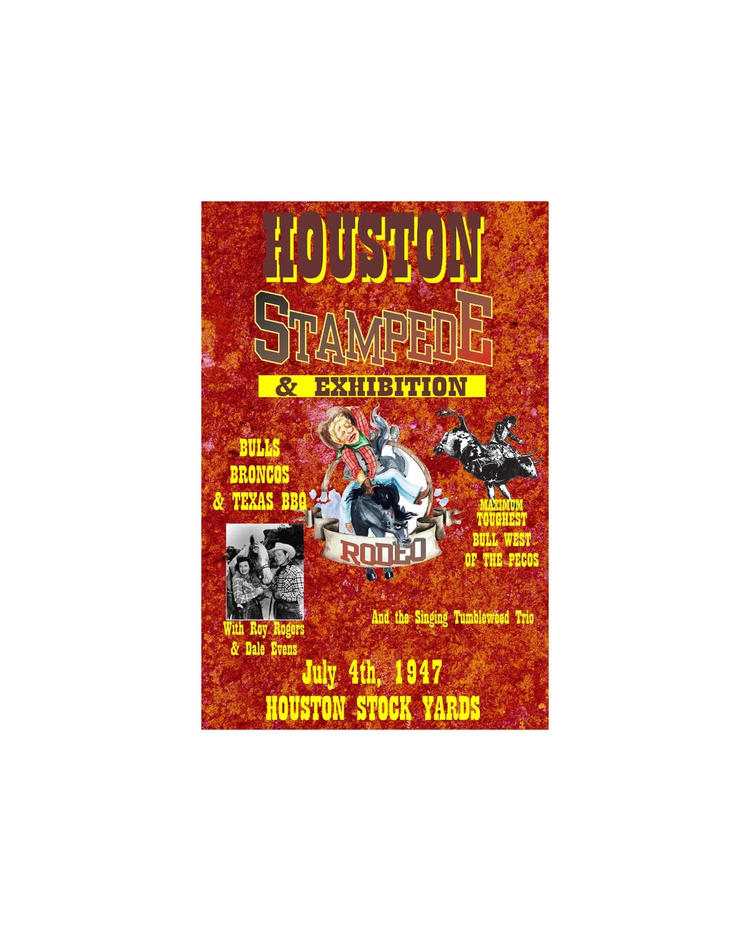 Houston Stampede Rodeo 1947 Vintage Rodeo Vintage Poster 12 X18 Inches ...