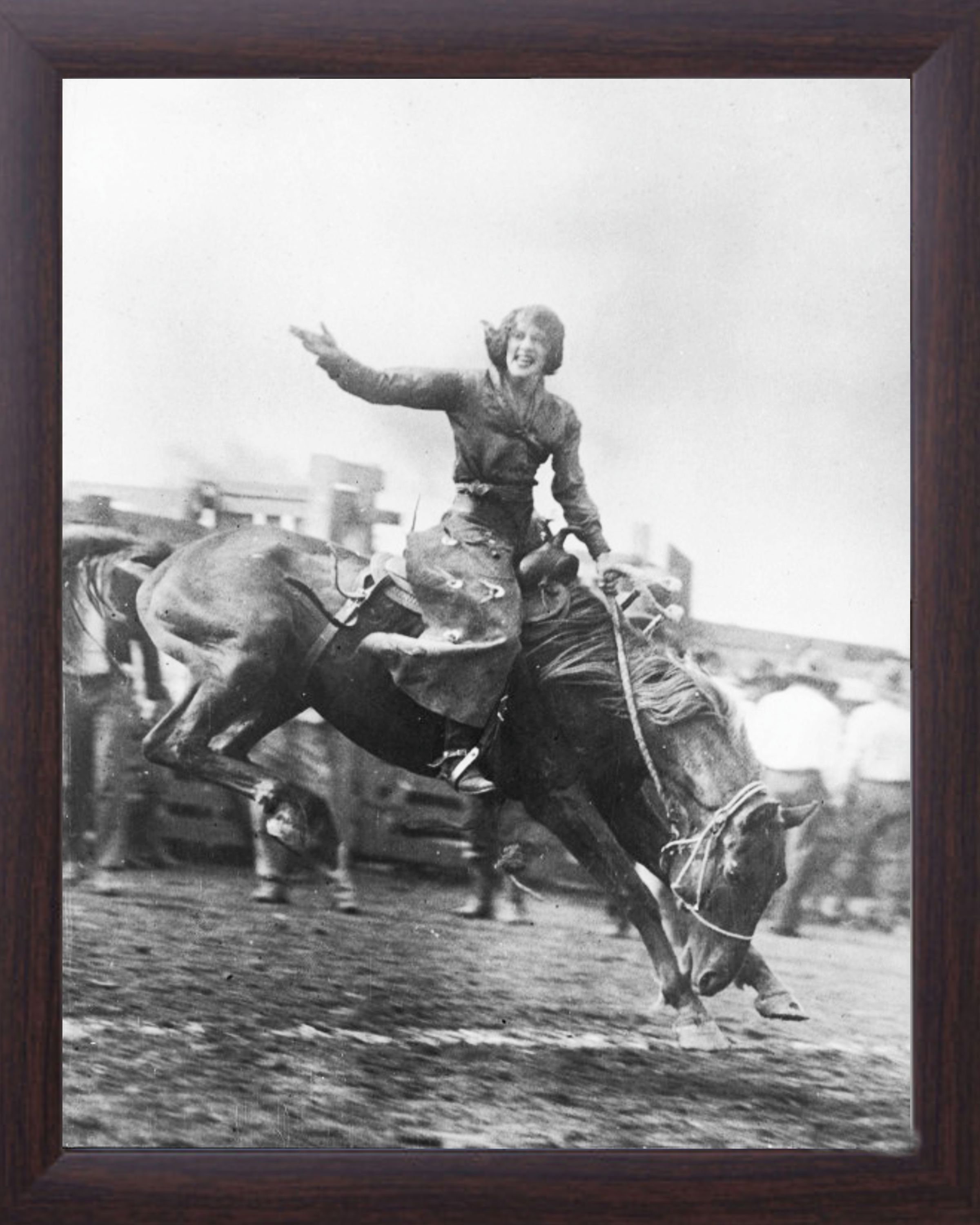 Bronc Ride Rodeo Cowgirl Framed Photo Pirnt, Western 8 X 10 Photo Old ...