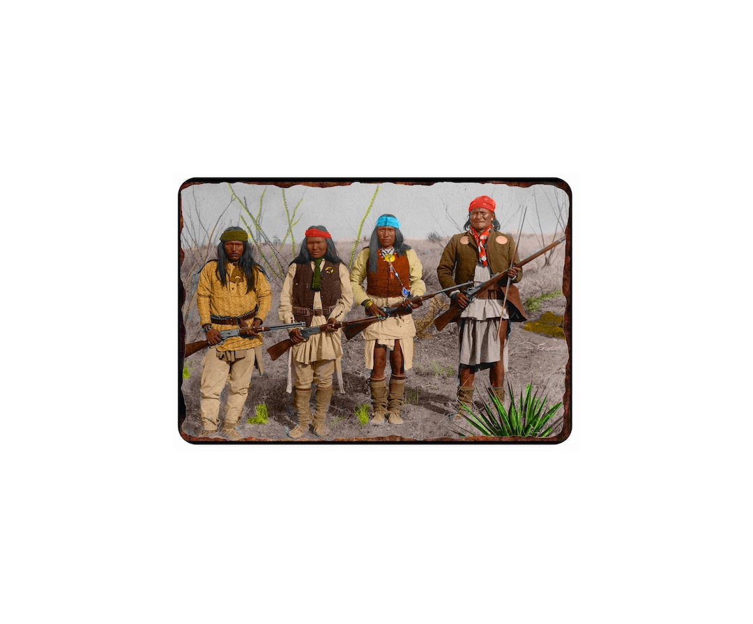 8 X 12 Vintage Tin Sign Geronimo and His Gang Old West Cowboys Indian ...