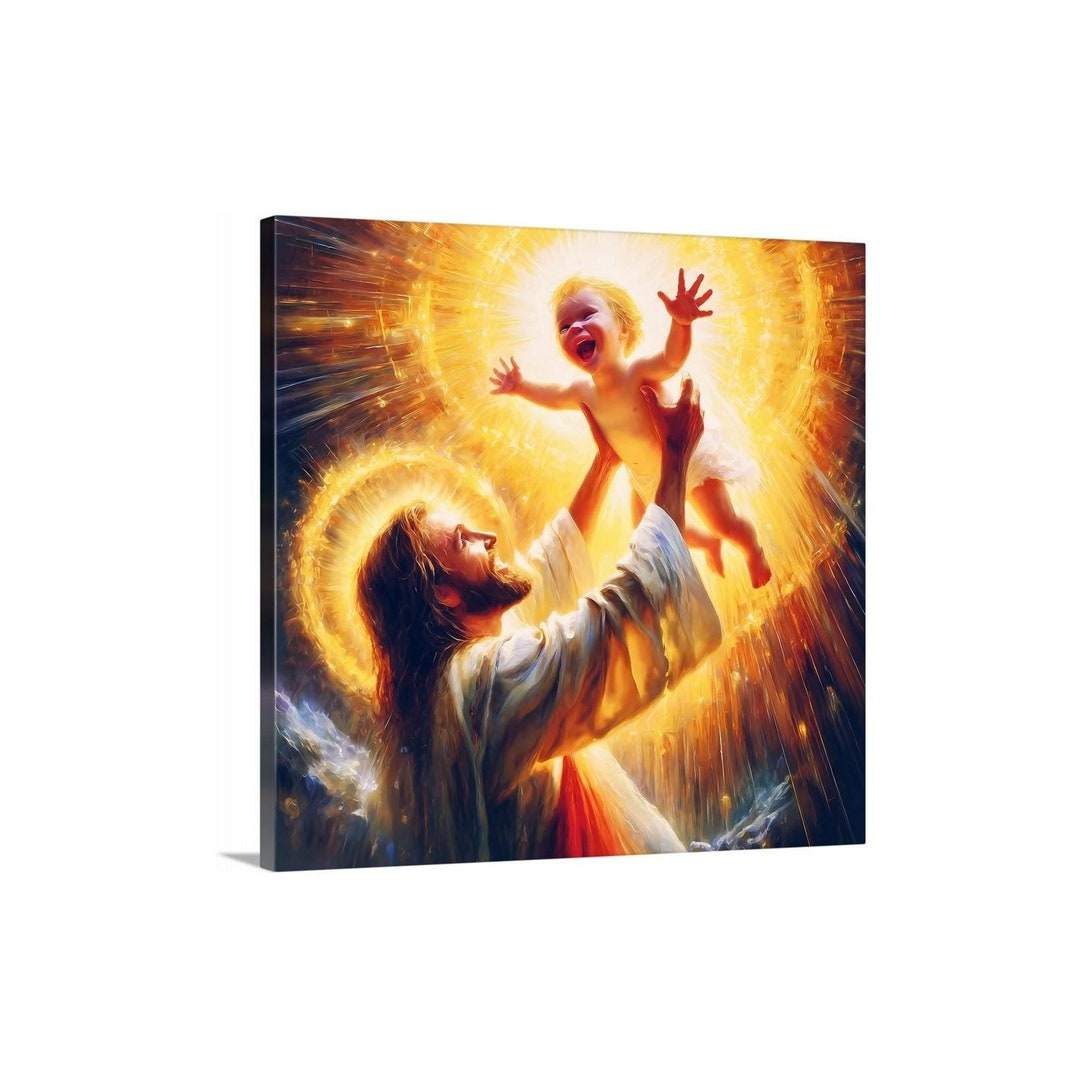 Jesus Christ and the New Child Painting on a Canvas Wrap Print up to 40 ...