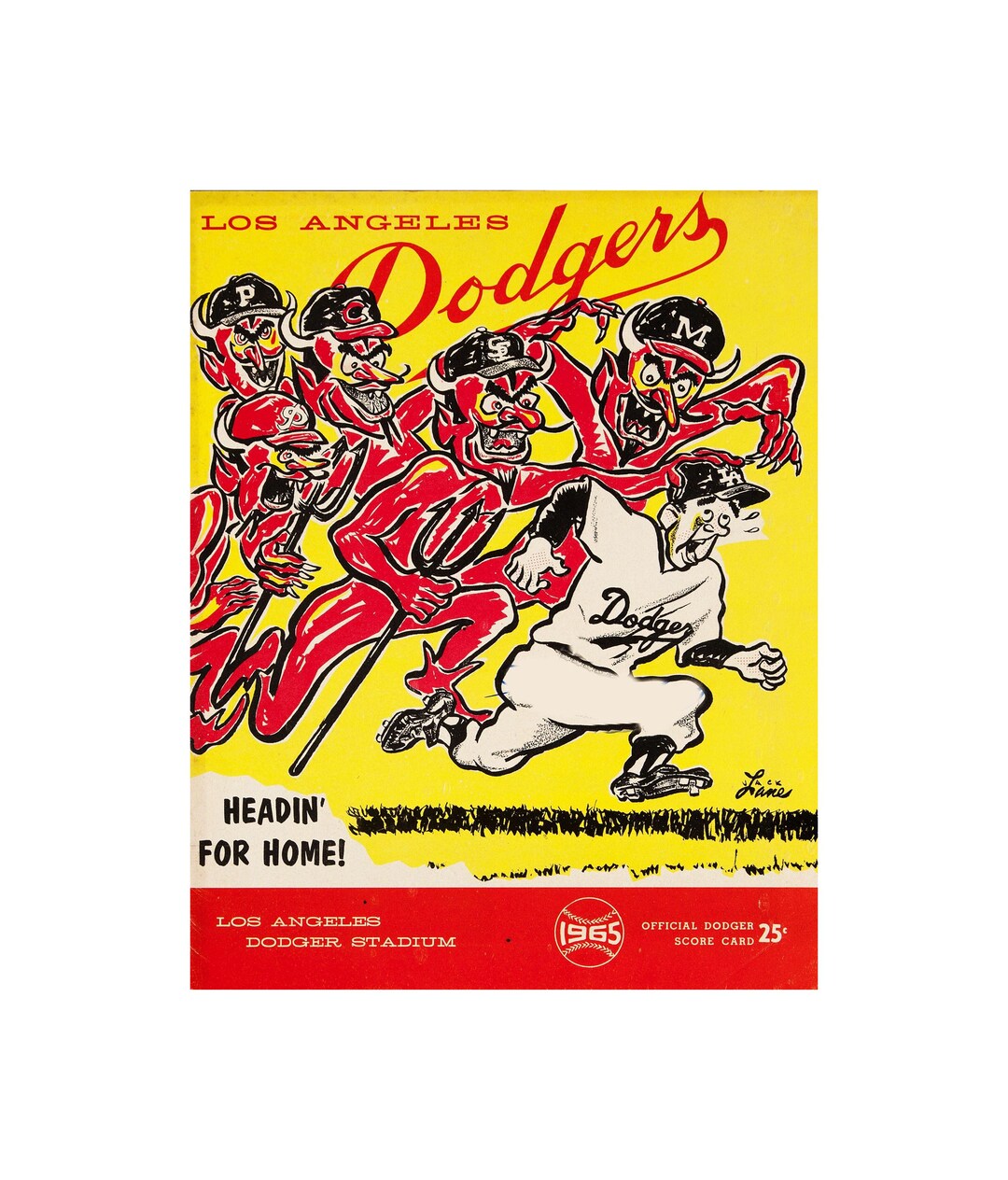 Los Angeles Dodgers 1965 Poster Baseball Card Scorecard Program Prints ...
