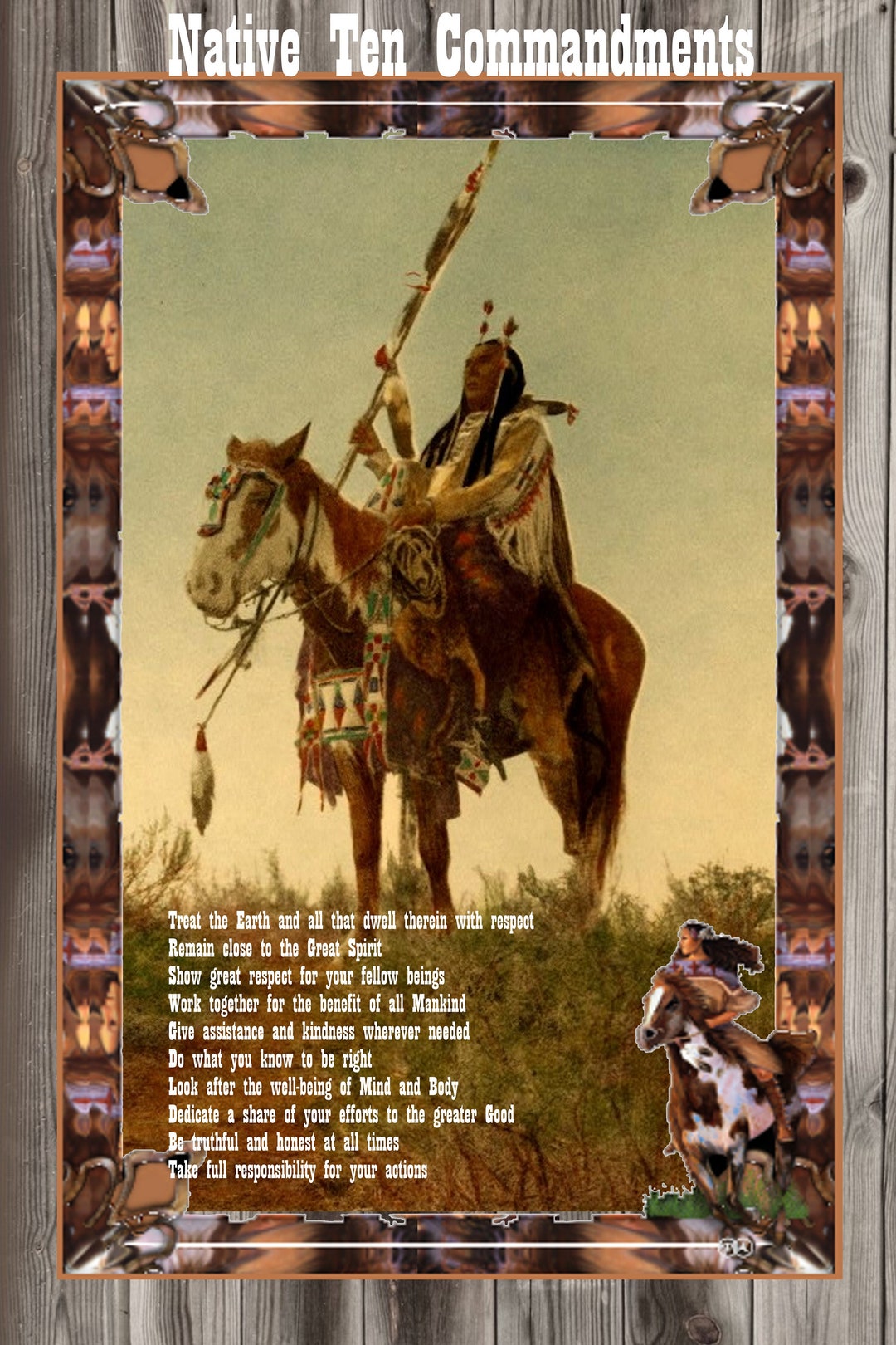 The Native American Indian 10 Ten Commandments Poster 20 X 30 - Etsy