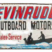 Evinrude Outboard Motors Metal Sign Large Vintage Style Dealer Display ...