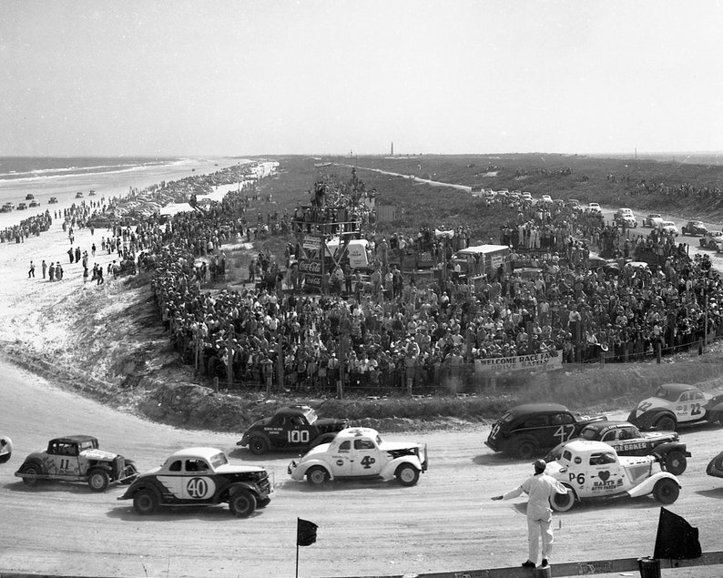 Early Days Daytona 500 on the Beach Stock Car Racing 8 X10 Vintage Old ...