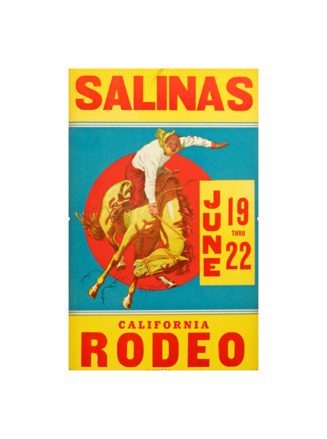 Salinas Rodeo 16 X 24 Inch Poster Retro Print Art Old West Cowboys ...