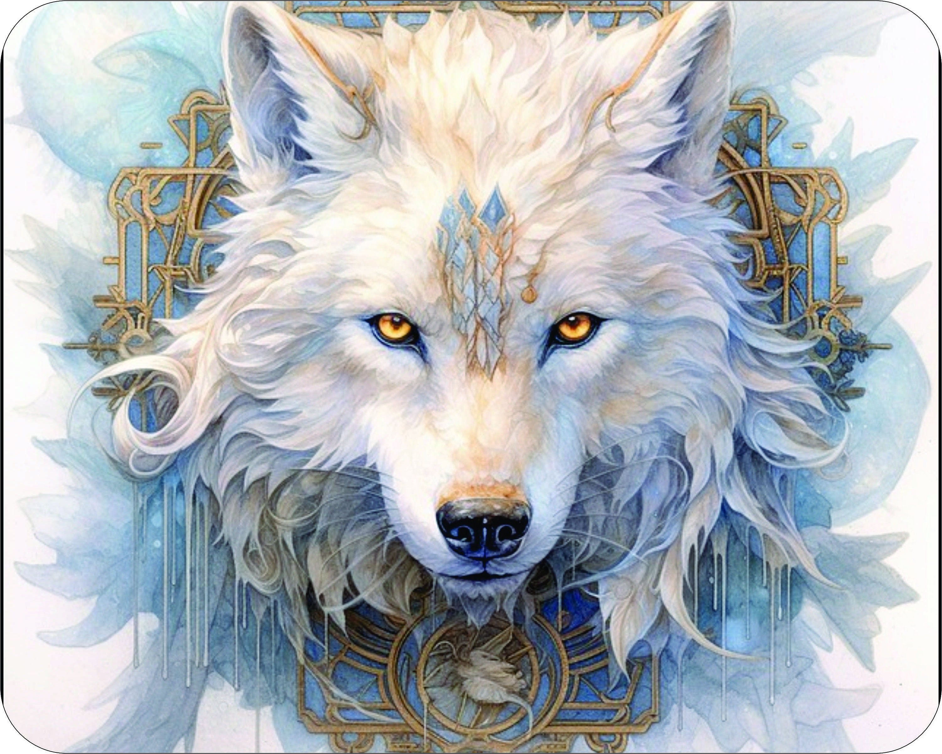 White Wolf Face Art AI Drawing Great Dertail and Colors Mouse Pad Photo ...