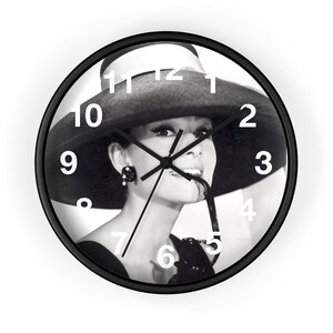 Audrey Hepburn Breakfast at Tiffanys Art Wall Clock All Wood Frame and ...