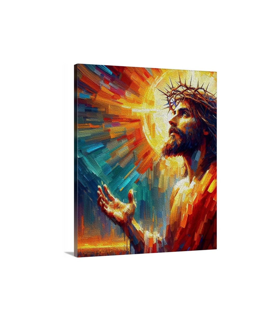 Jesus Christ Praying to the Father Painting on a Canvas Wrap Print up ...