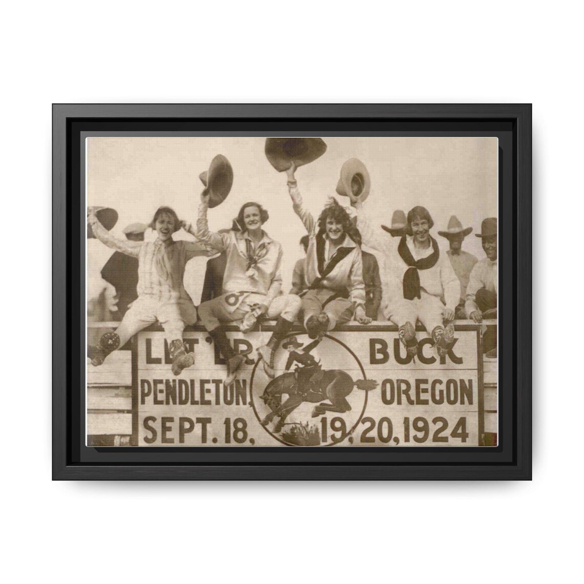 Pendleton Rodeo Cowgirls 1924 Canvas Art Print Framed, Retro Wall Decor ...