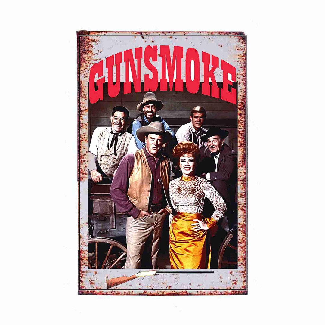 8 X 12 Vintage Tin Sign Gunsmoke Cast Pastel Painting Art on - Etsy