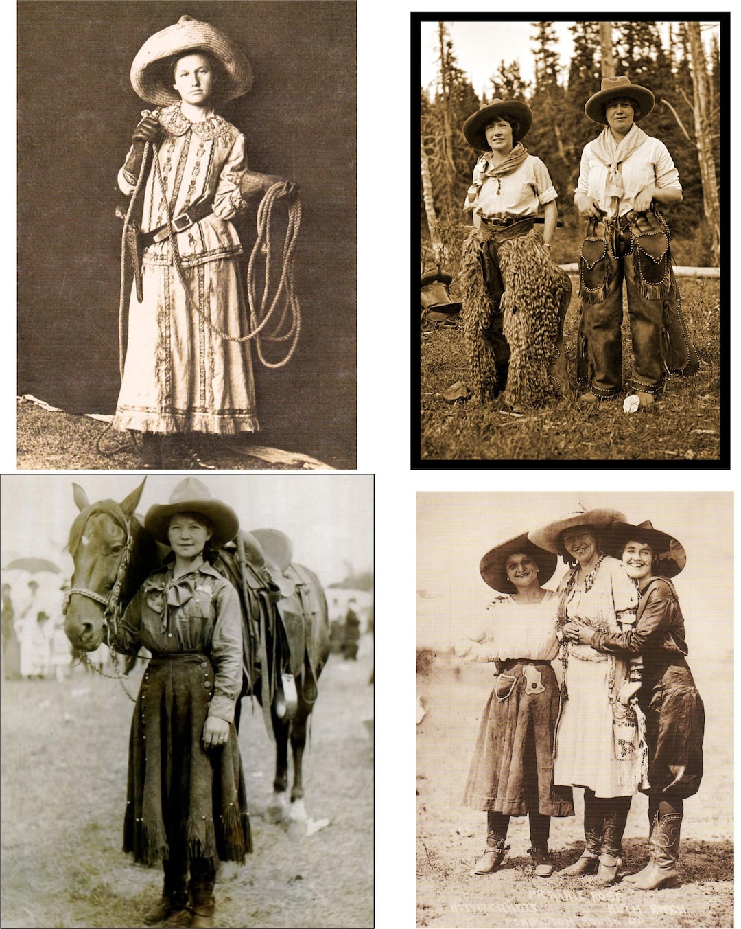 Set of 4 Greeting Cardss Old West Rodeo Cowgirls From the 1920 and 30s ...