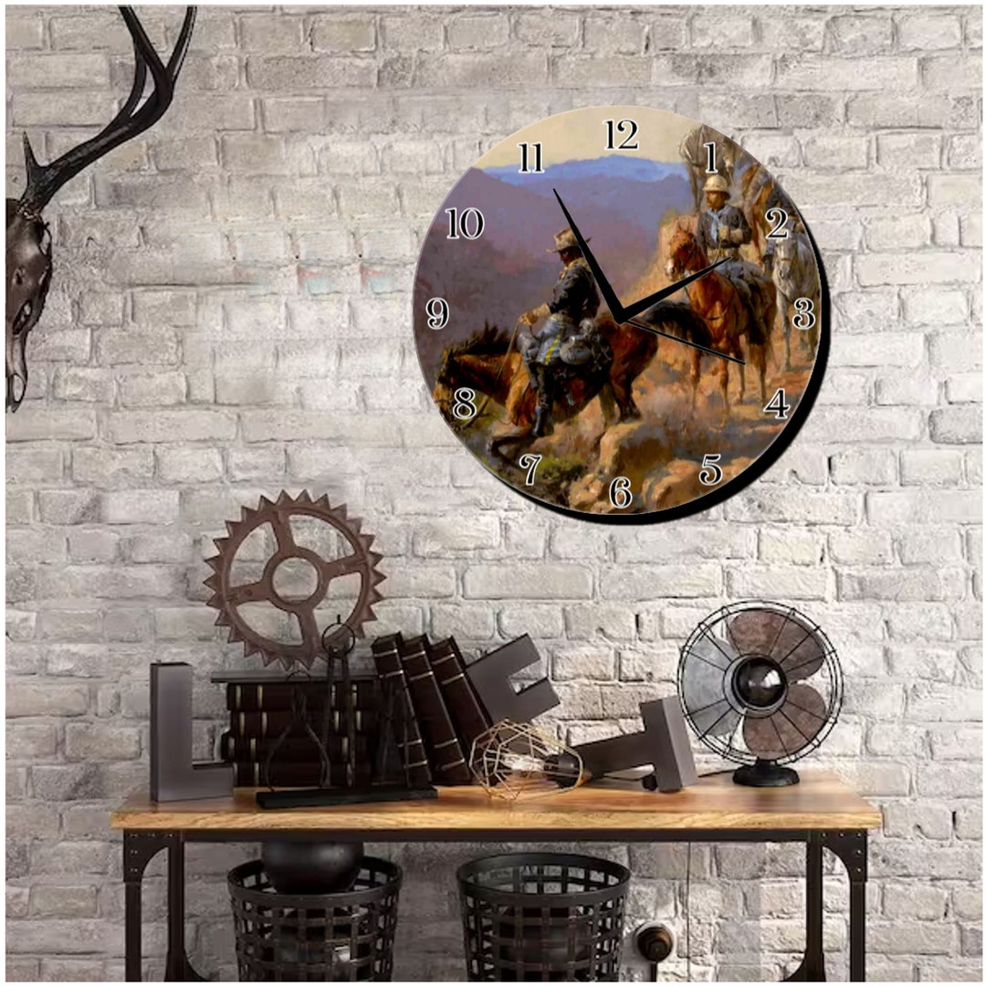 Buffalo Soldiers by Frederick Remington Cowboy Art Print Wall Clock up ...