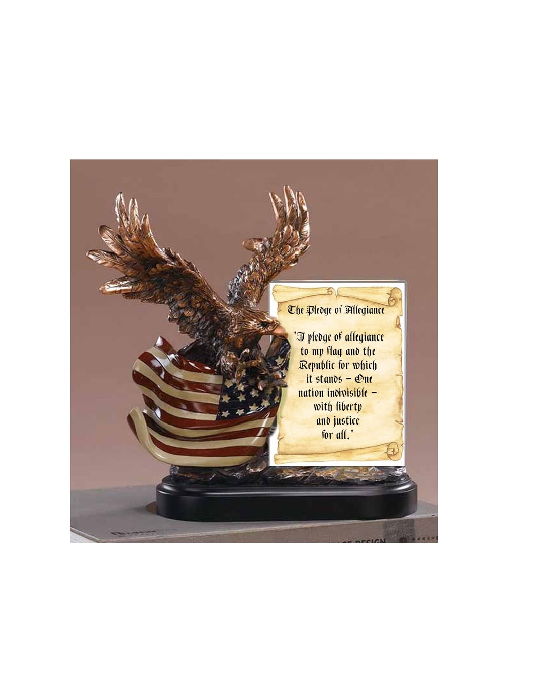 Americna Flag and Bald Eagle Bronze Sculpture With I Pledge of ...