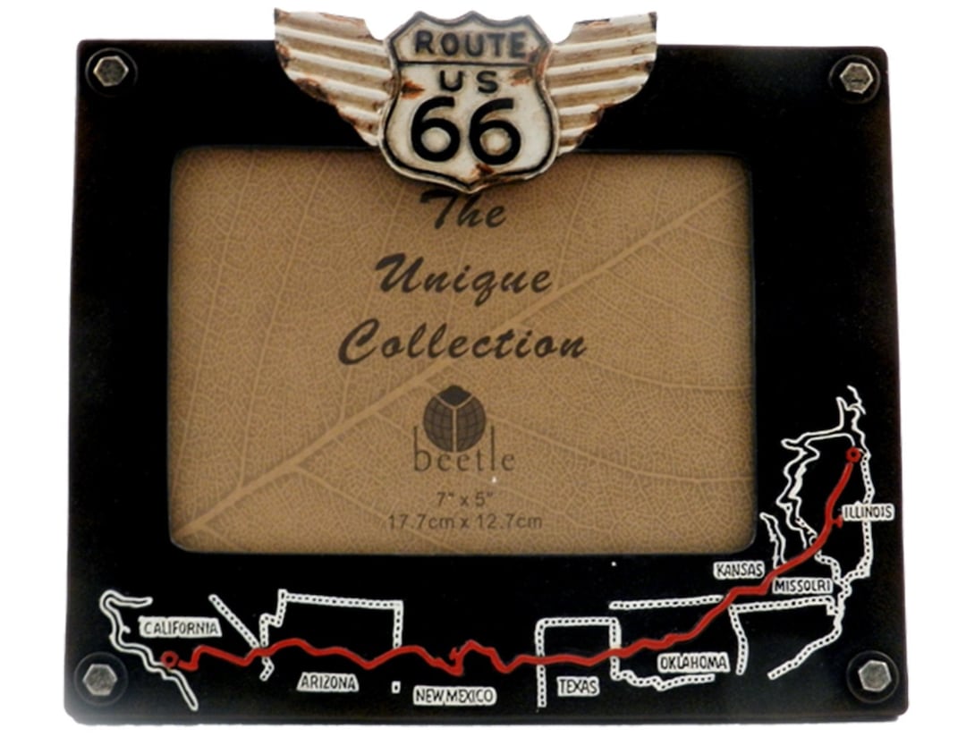 Route 66 A 9 X 7 Inch Frame and Map of Rt 66 Locations Unique Frame ...