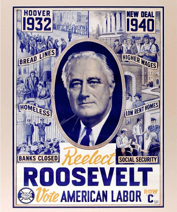 Elect Roosevelt Political Poster 8 X 10 - Etsy