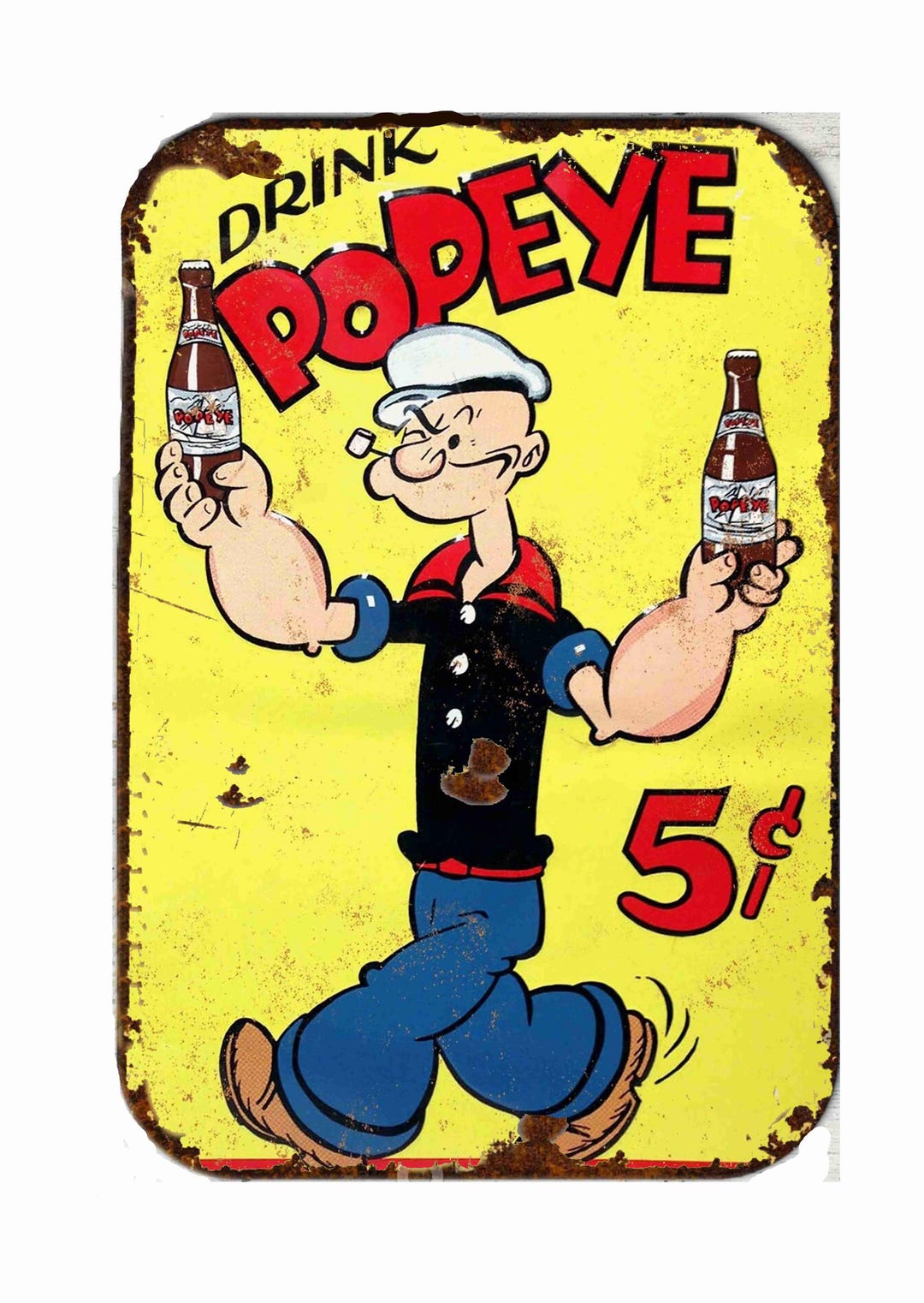 Popeye Drink 5 Cents up to 12 X 18 Inches Vintage Art Wall Decor Man ...