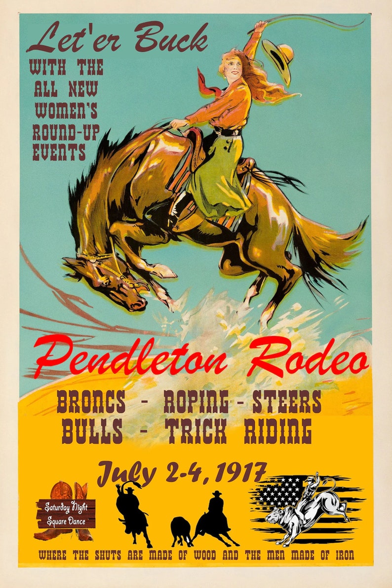 Pendleton Rodeo Poster With All New Cowgirl Events Let'er Buck up to ...