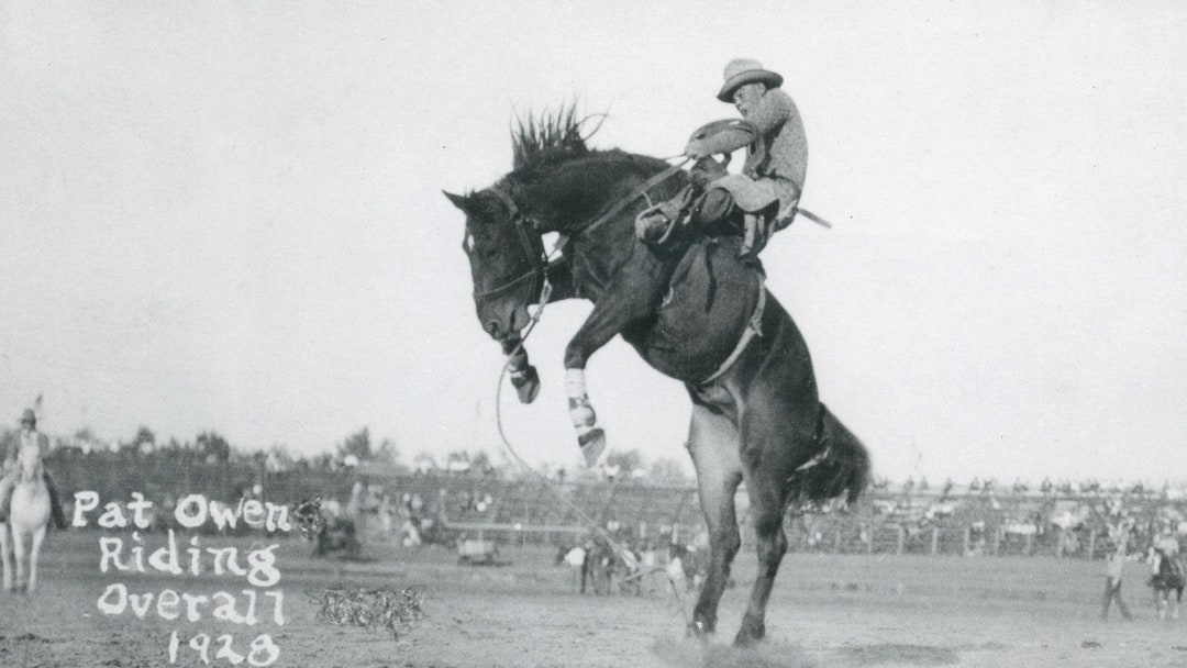 Vintage Old Photo Bronco Riding at Old Rodeo Pat Owen 1925 Cowboy Place ...