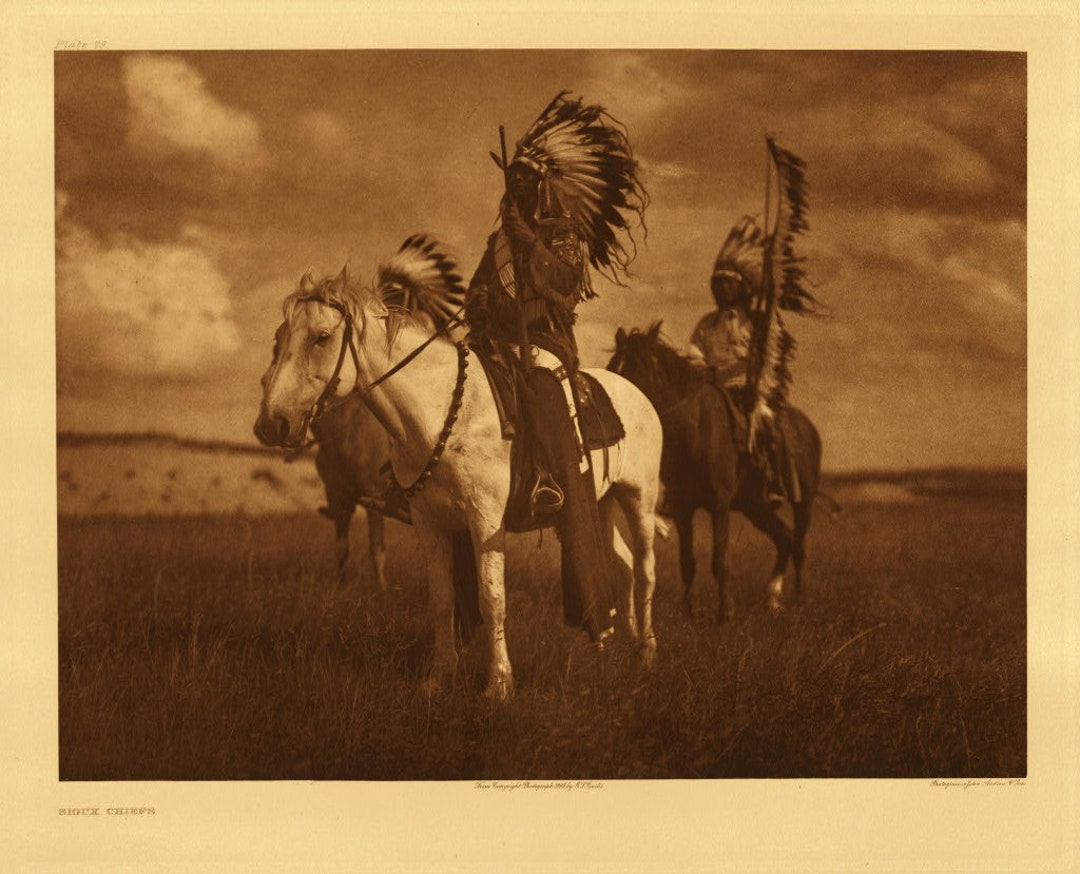 Native American Indian Sioux Chiefs Sepia Tone 8 X 10 Photo on Fuji ...