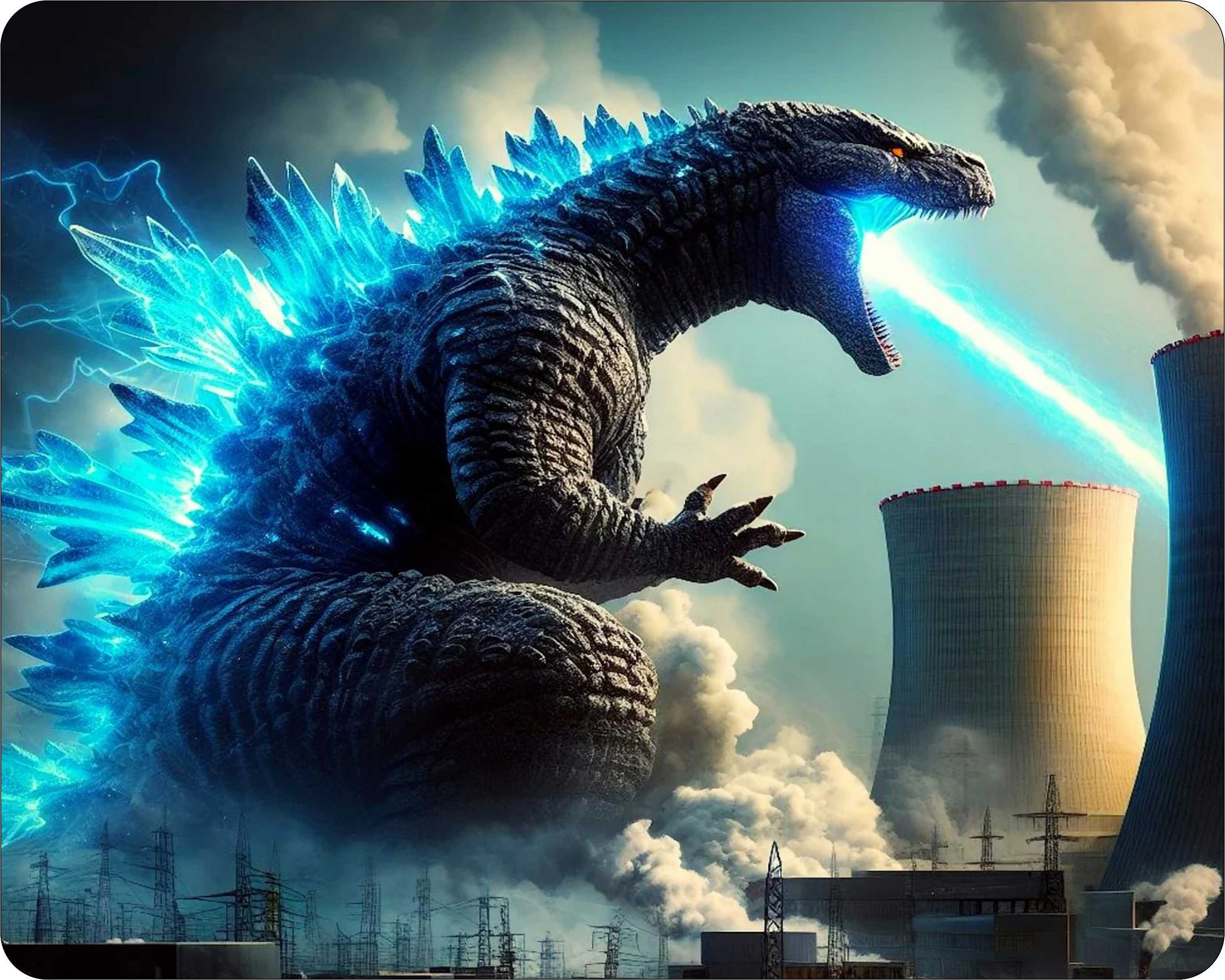 Godzilla Atacks Nucleur Plant Art AI Drawing Great Dertail and Colors ...