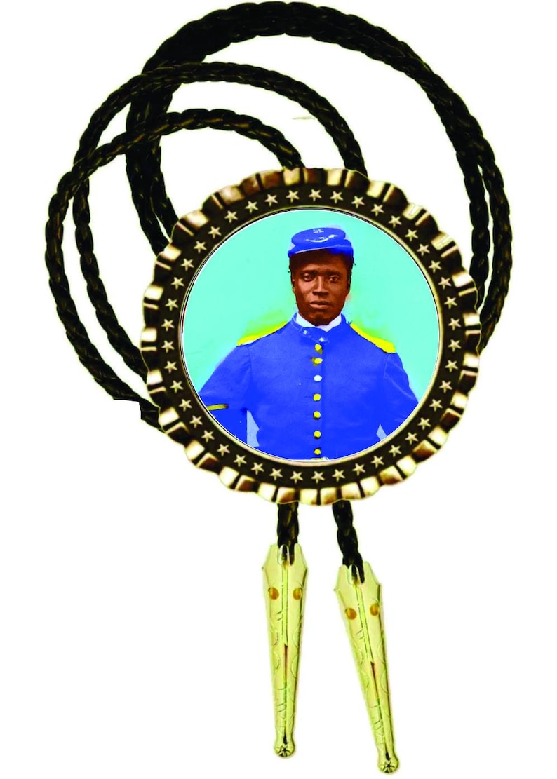 Buffalo Soldier Civil War Hero Bolo Tie Photo Art .all Brass Necktie ...