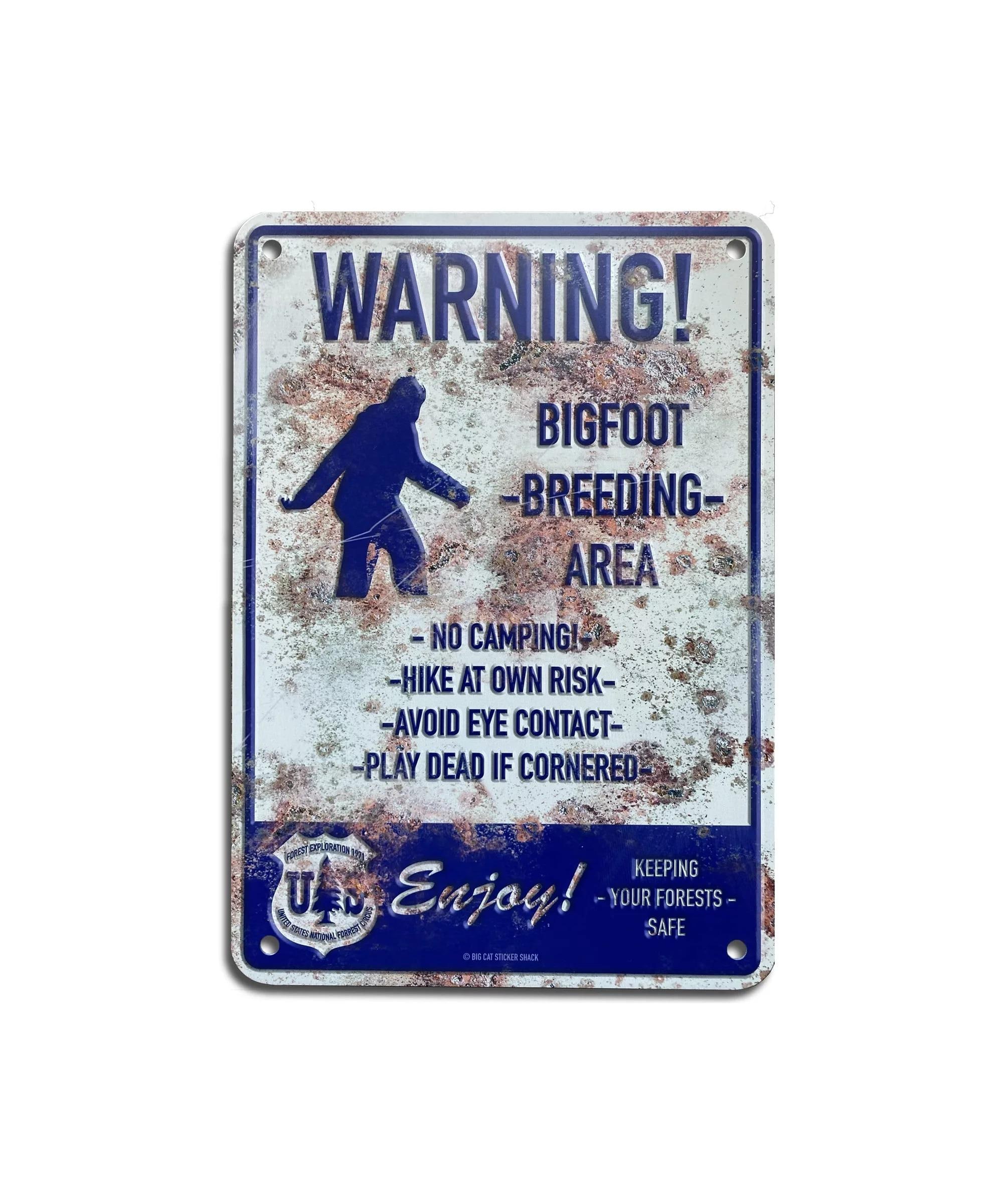 Tin Sign Bigfoot Sasquatrch Breeding Area Warning Tin Sign up to 12 X ...