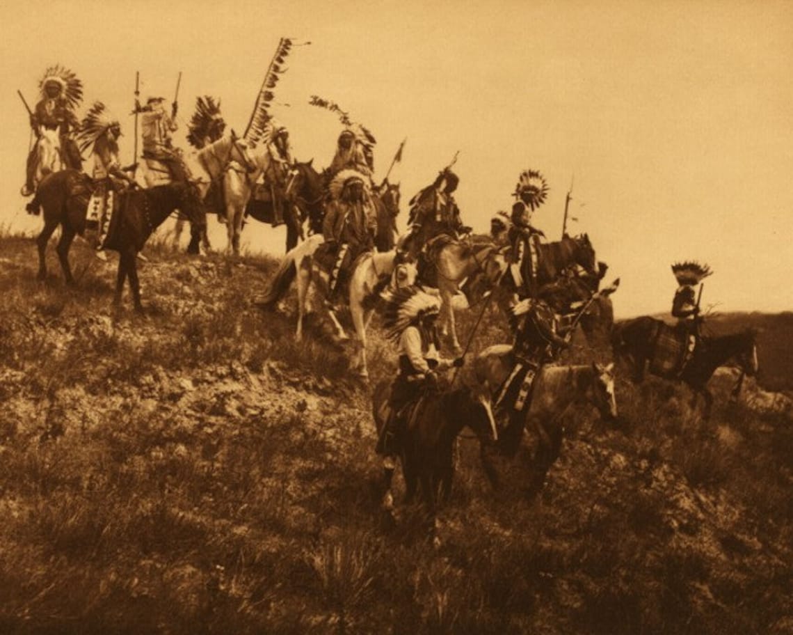 Native American Indian Ogalala Sioux War Party Sepia Tone 8 X 10 Photo ...