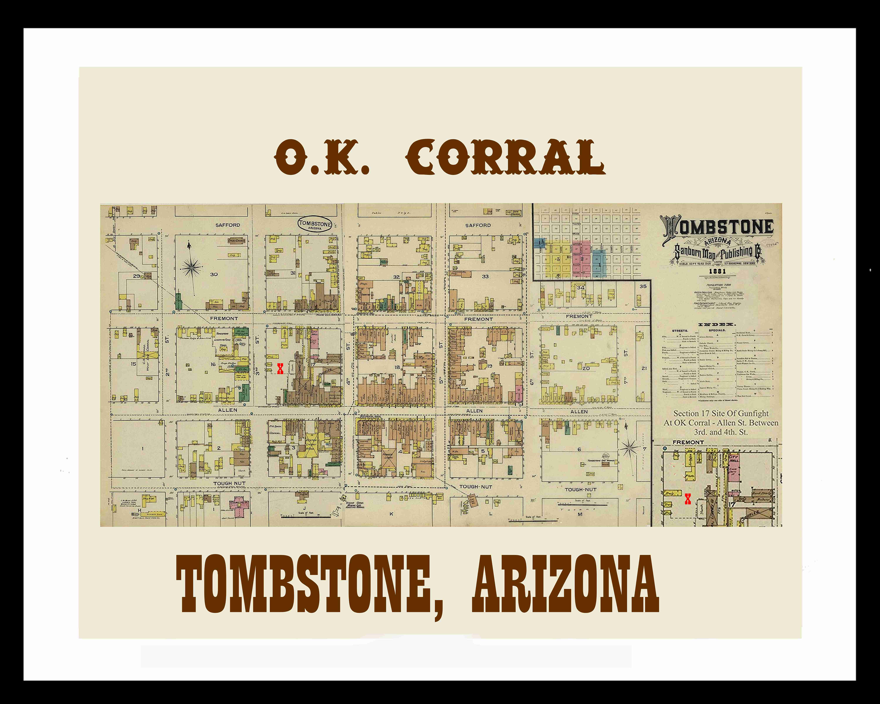8 x 10 City Of TOMBSTONE Map Shootout at the OK Corral In | Etsy