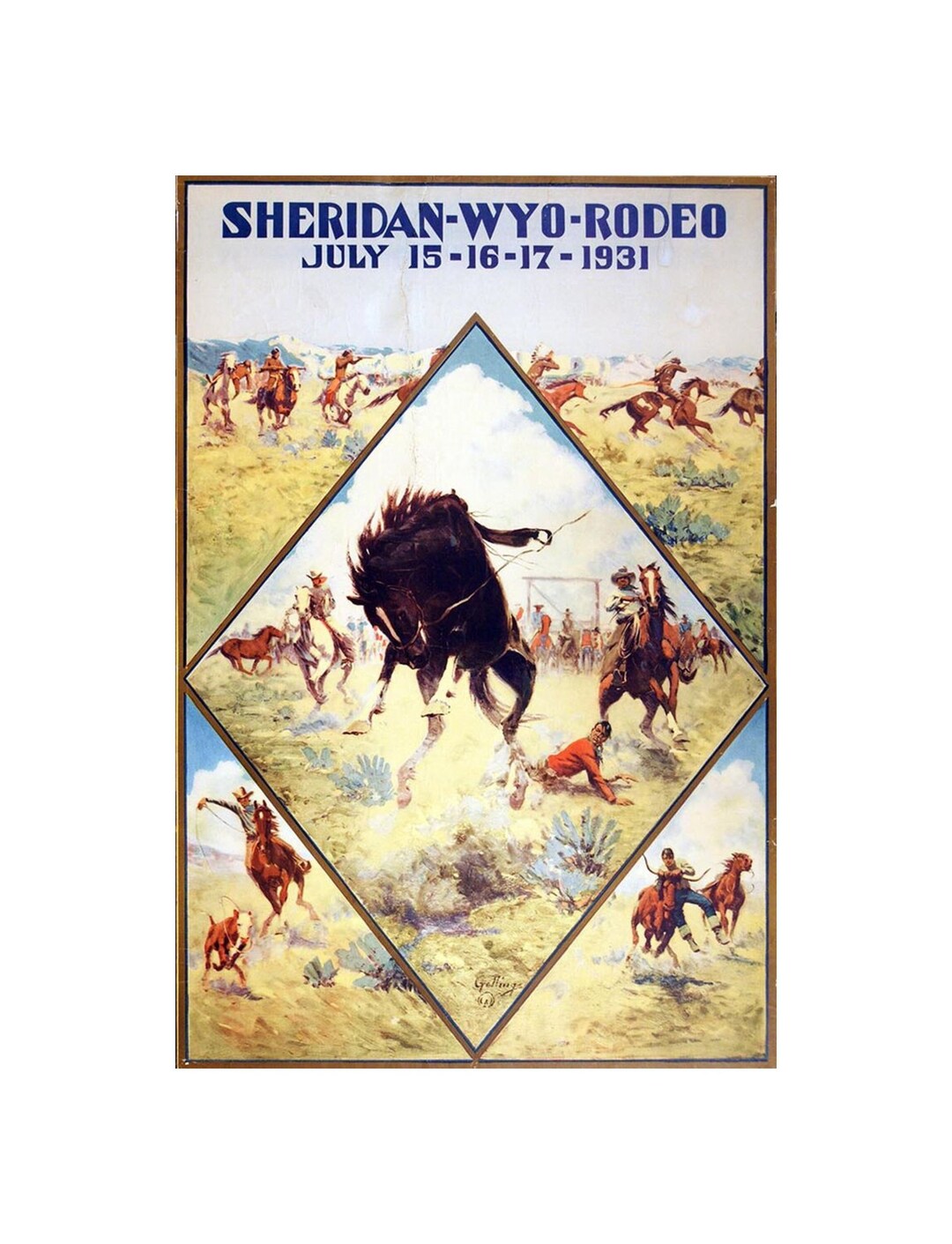 Sheridan Wyoming Rodeo Vintage Poster 12 X18 Inches Retro Print Artold ...