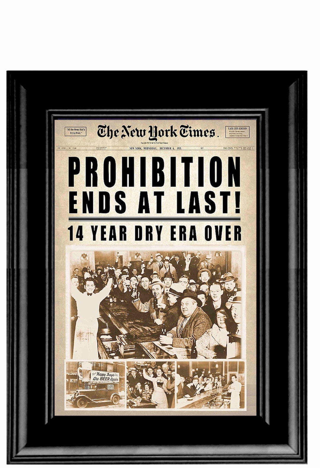12 X 18 Framed Print Prohibition Ends New York Times - Etsy