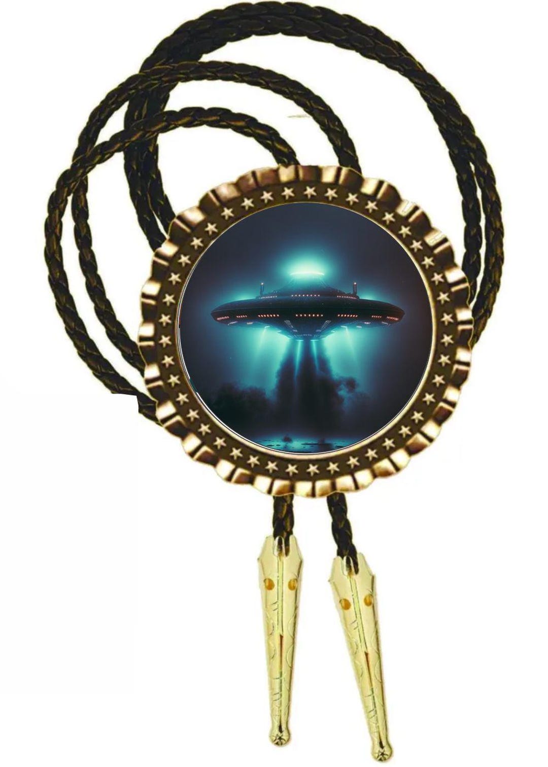 Aliens UFO Have Bolo Tie Photo Art All Brass Necktie Bolo Tie Area 51 ...