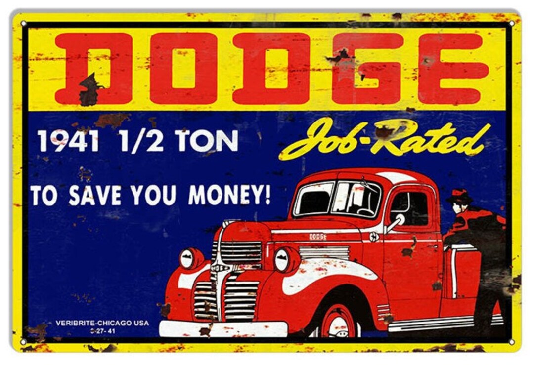 8 X 12 Vintage Metal Tin Sign 1941 Dodge Pickup Truck Vintage ...