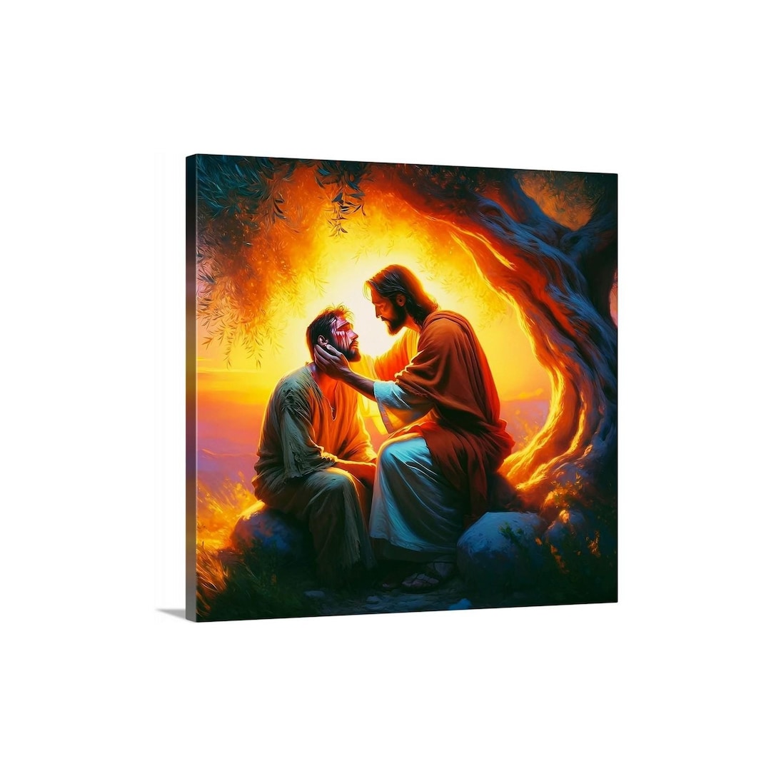 Jesus Christ Comfort the Hurt Painting on a Canvas Wrap Print up to 40 ...