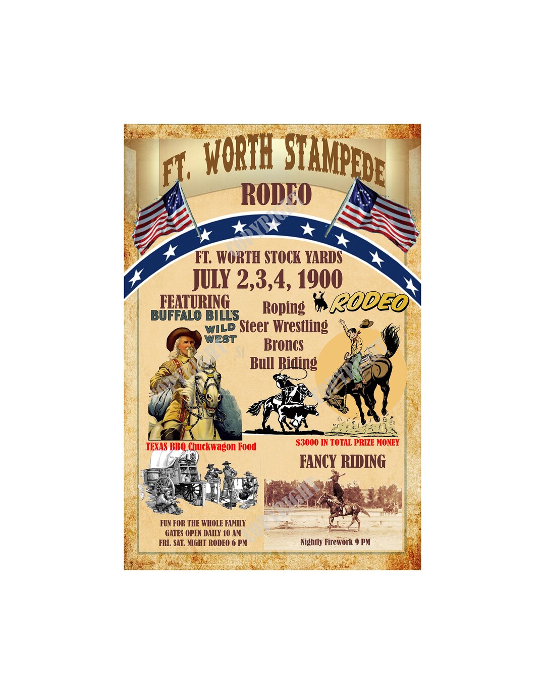 Ft Worth Rodeo and Stock Show 16 X 24 Poster Inches Retro Print Art Old ...