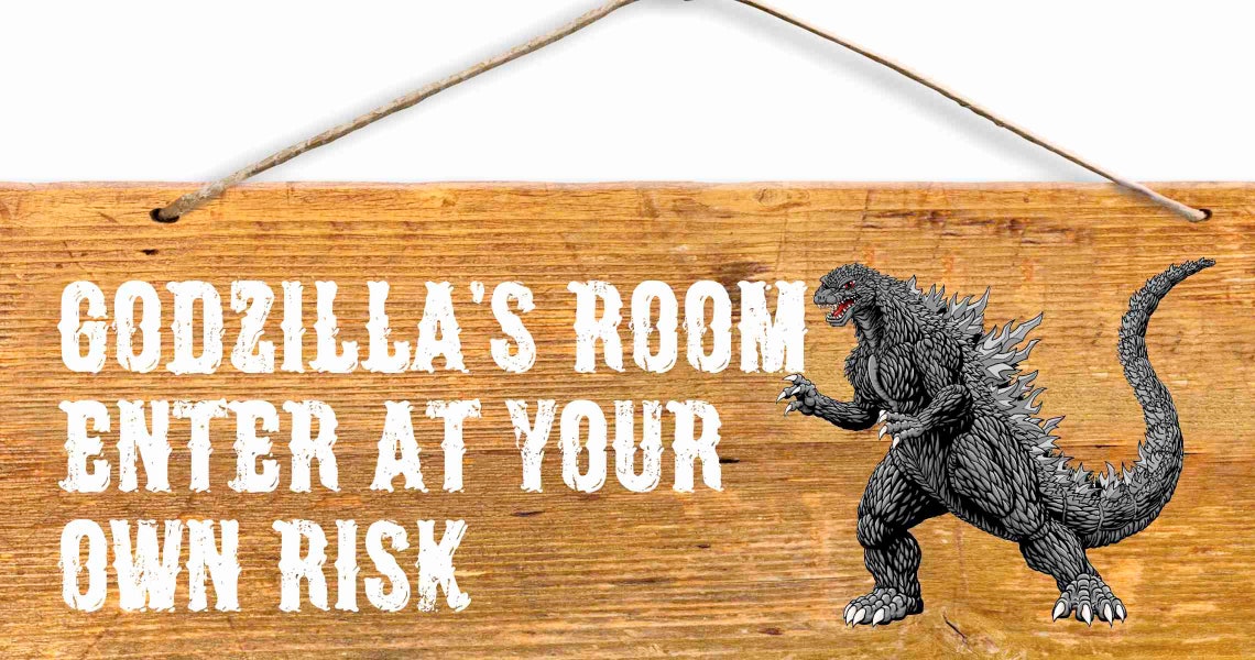 Wood Sign 6 X 15 Warning Godzilla Room Enter AT Your Own Risk - Etsy