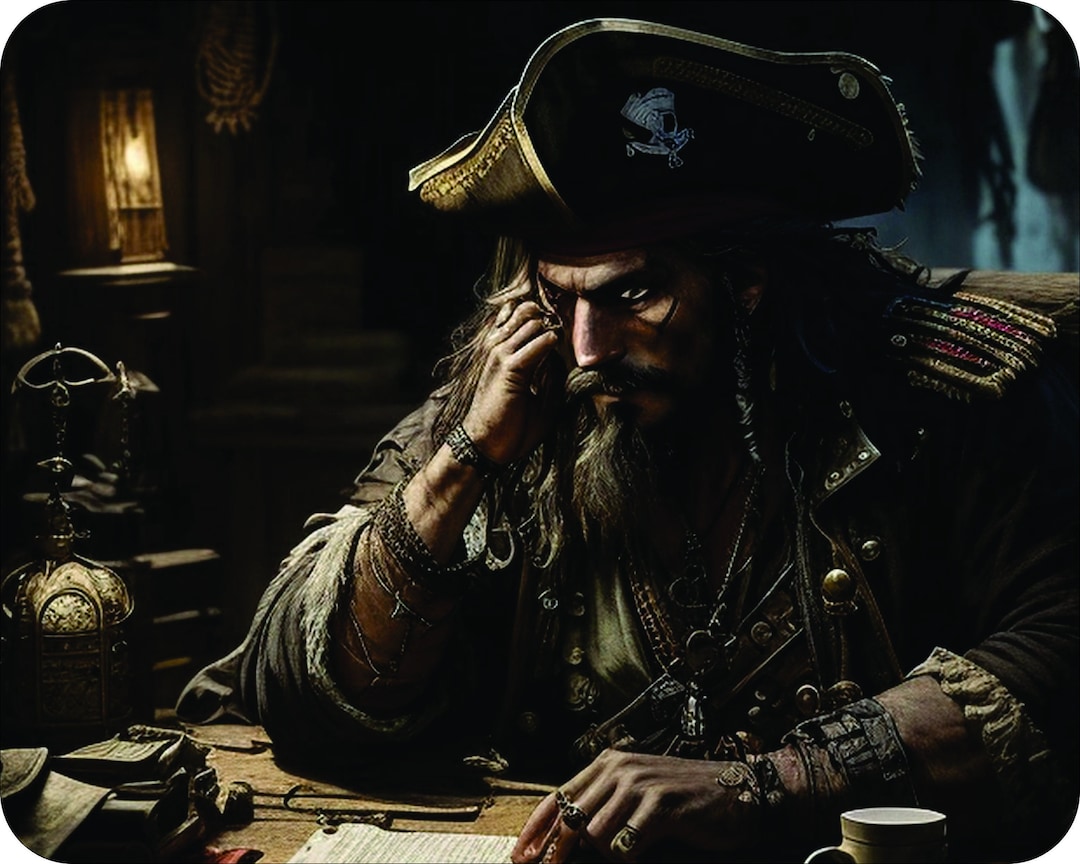 Blackbeard the Pirate Thinking Art AI Drawing Great Dertail and Colors ...