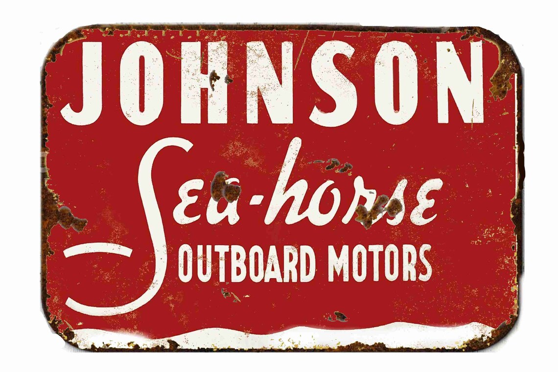 Johnson Outboard Motors up to 12 X 18" Ll Metal Tin Sign Vintage ...