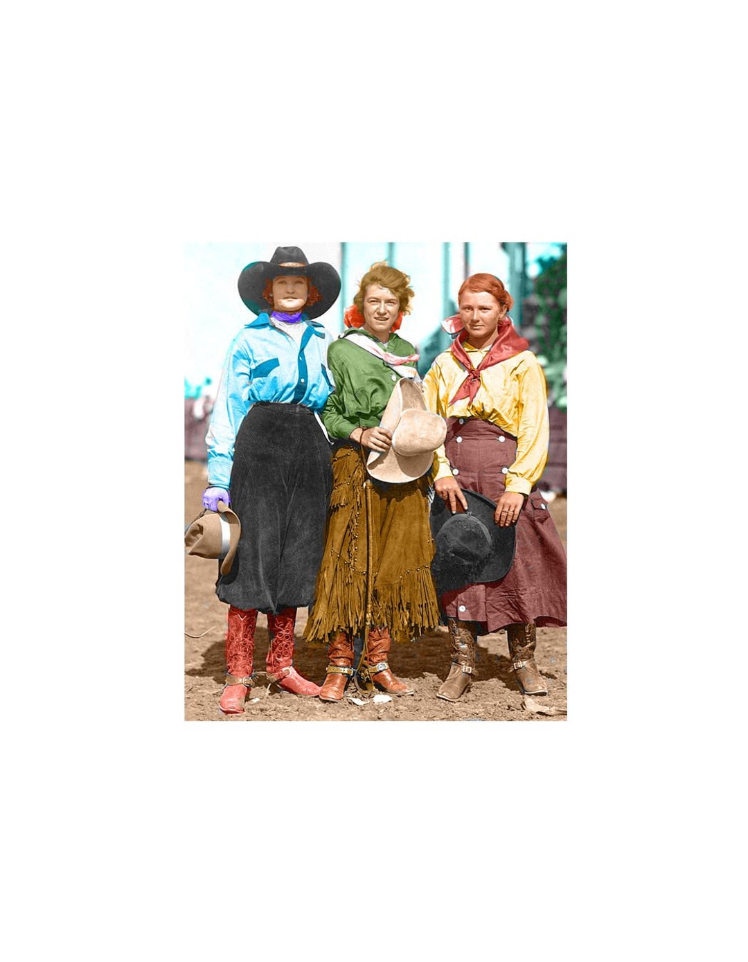 Young Cowgirl and Her Horse 8 X10 Photo Old West Fashion Rodeo Bull ...