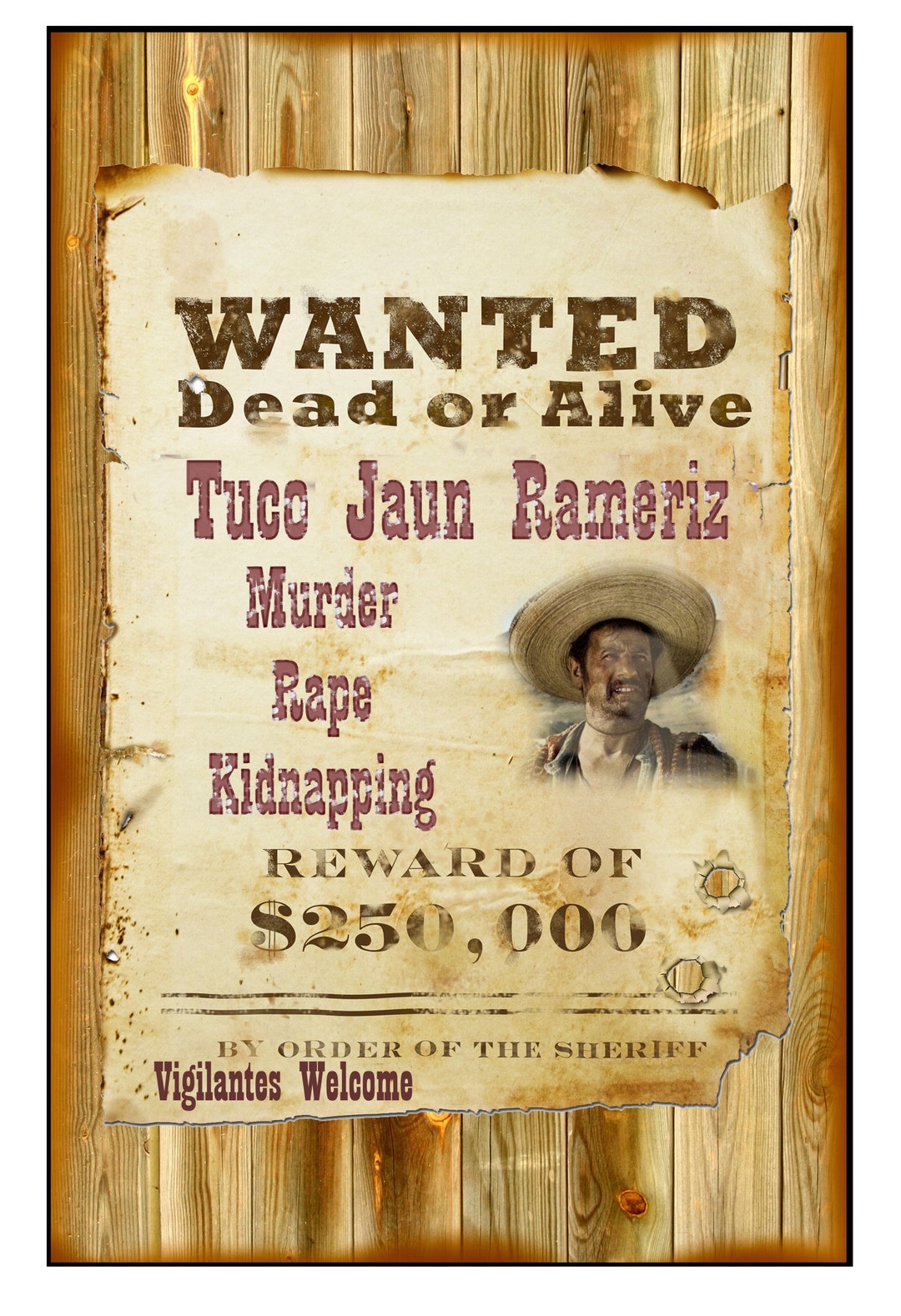 12 X 18 Poster Wanted Reward Dead or Alive Tuco Good Bad and the Ugly ...
