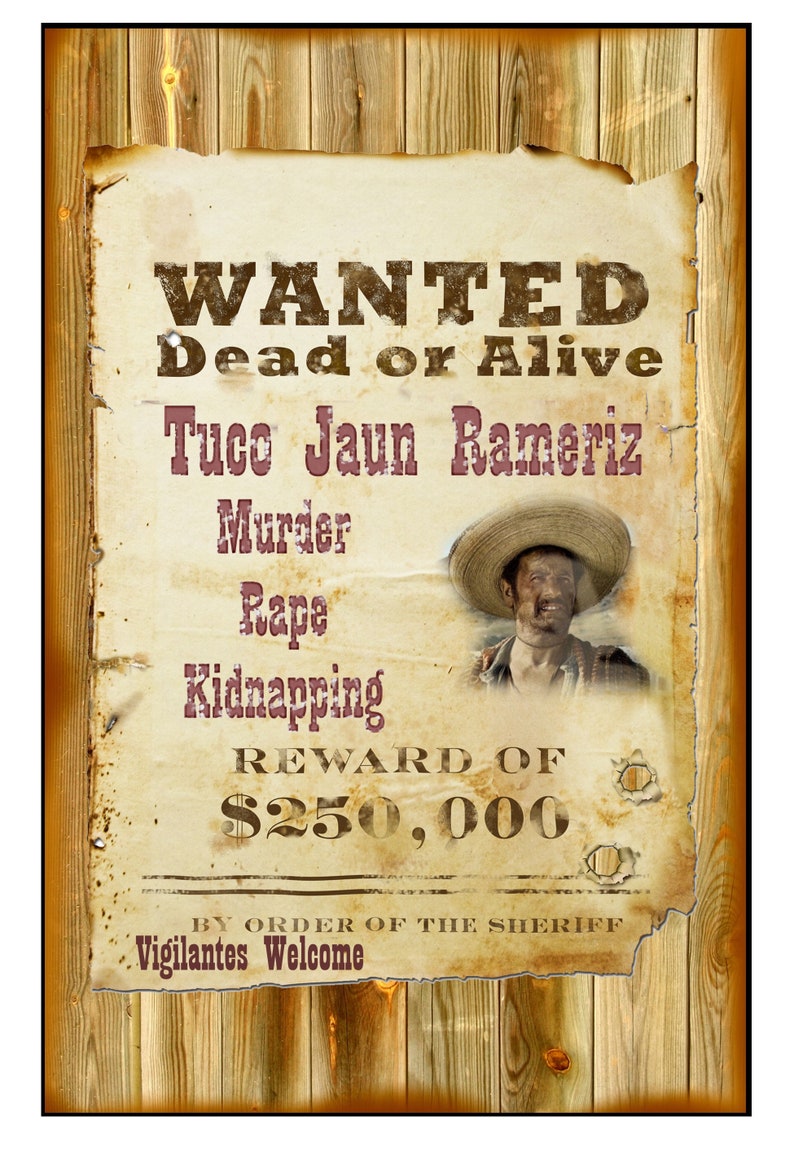 12 X 18 Poster Wanted Reward Dead or Alive Tuco Good Bad and - Etsy