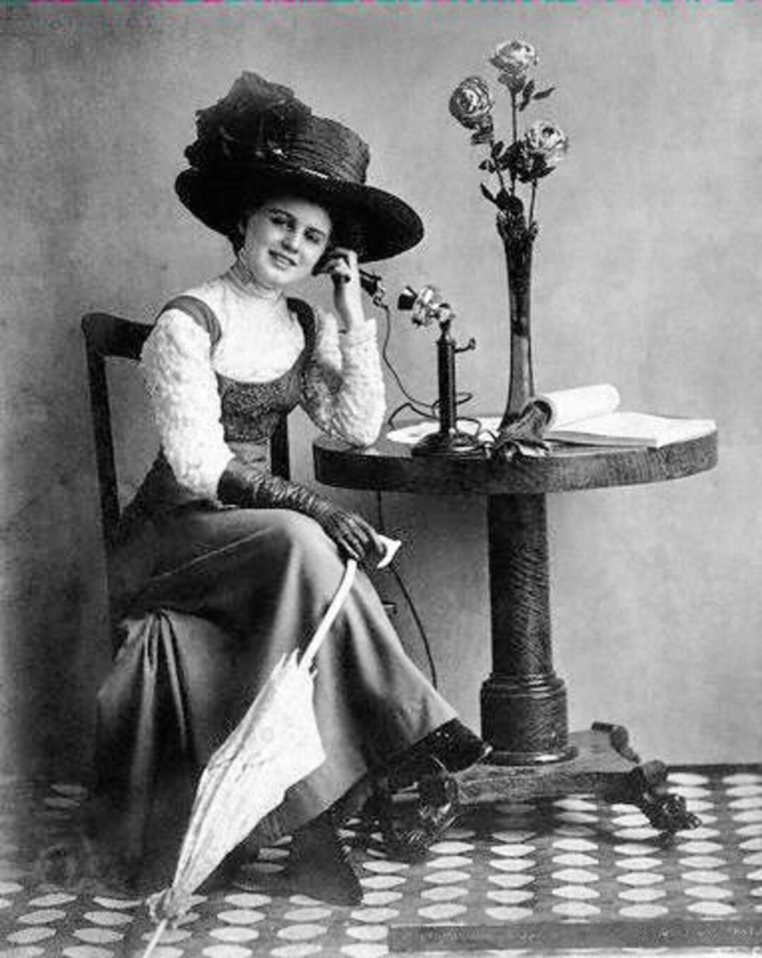 8 X 10 Photo Vintage Woman on Telephone 1895 I'd Like to Order a Pizza ...