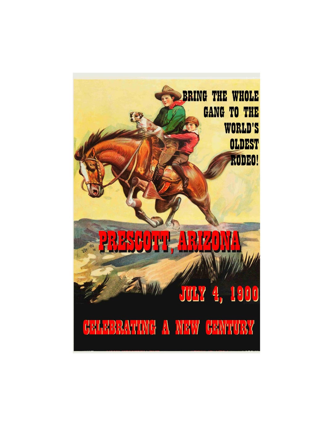Prescott Rodeo 16 X 24 Inch Poster Retro Print Art Old West Cowboys ...