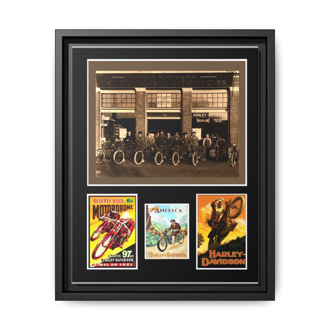 Harley Davidson Factory Photo Collage Canvas Framed Matte Canvas ...