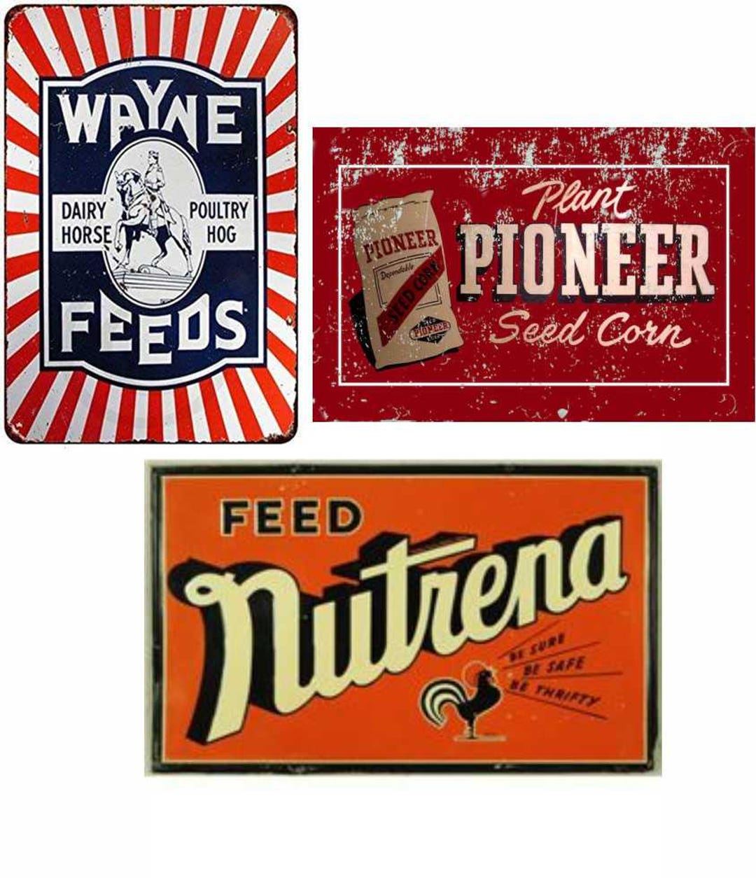 Set of 3 Feed Seed Store Signs 8 X 12 Vintage All Metal Tin Sign Farms ...