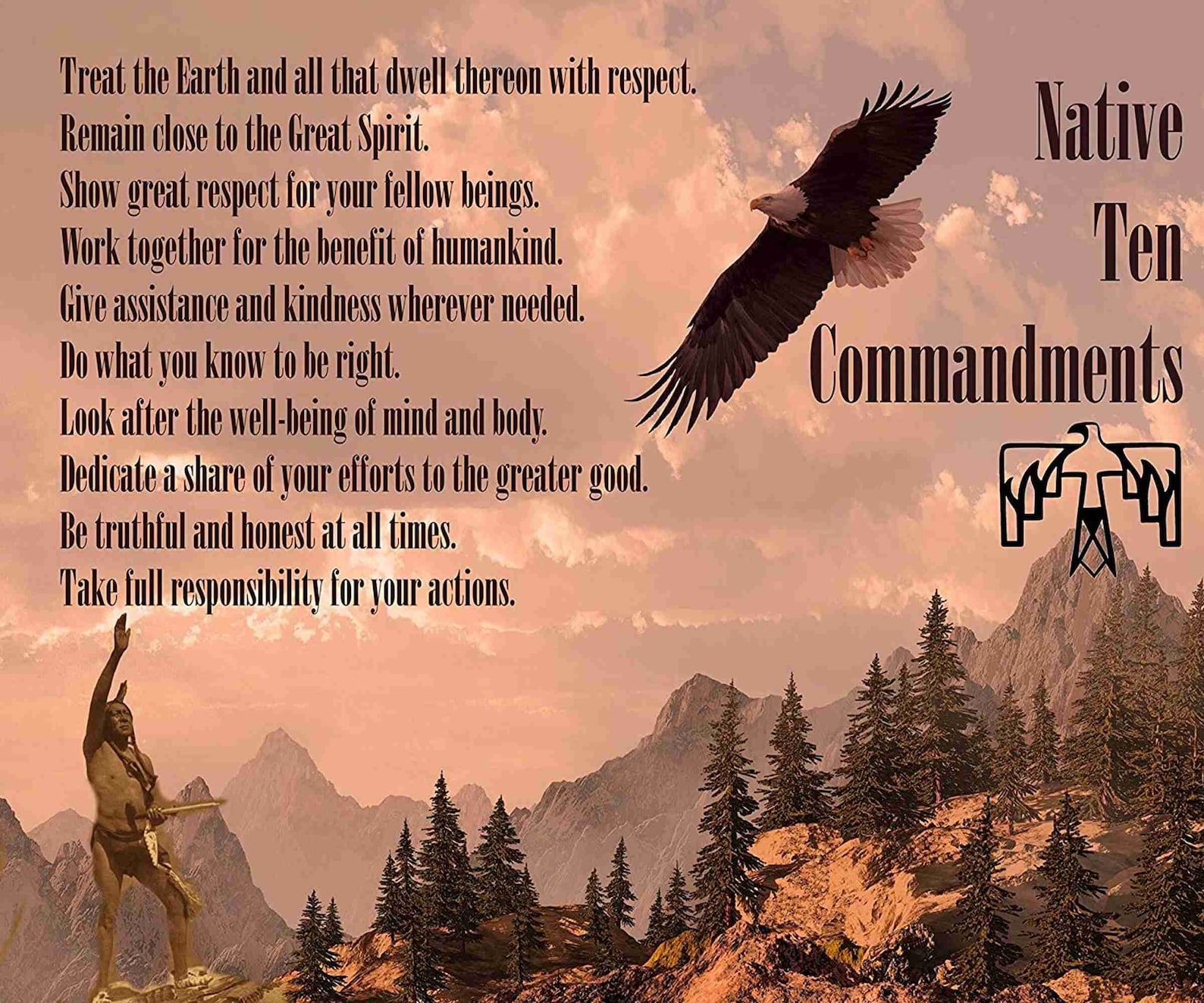 The Native American Indian 10 Ten Commandments Poster - Etsy