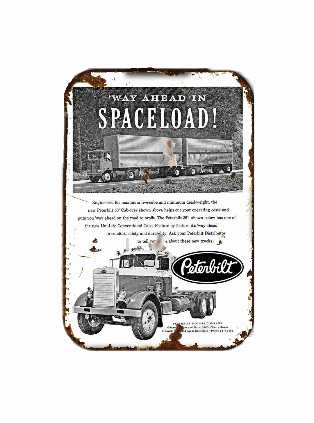 Peterbilt Semi Truck Advertising Tin Sign up to 12 X 18inches Vintage ...
